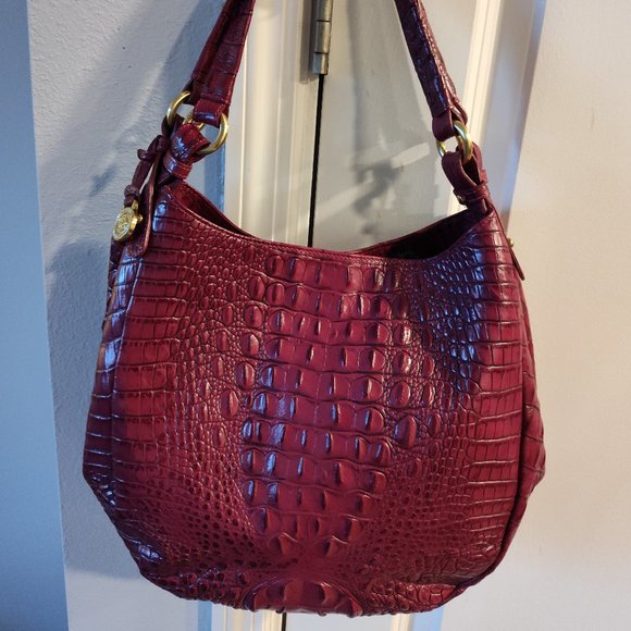 Bags | Brahmin Lauren Port Melbourne Leather Croc Emboss Large Shoulder ...